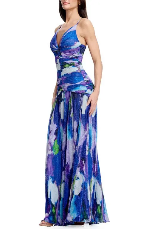 Dress The Population Elora Metallic Floral Gown