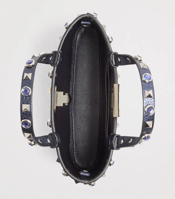 Valentino Garavani Mini Leather Rockstud Tote Bag - Blue