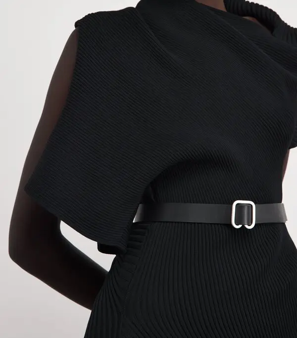 Issey Miyake Leather Belt With Metal Buckle