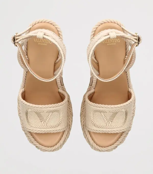Valentino Garavani Canvas Espadrille Wedge Sandals