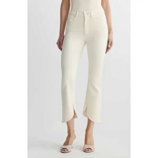 DL1961 Bridget Instasculpt™ High Rise Bootcut Jeans With Scalloped Hem - Crema Scalloped