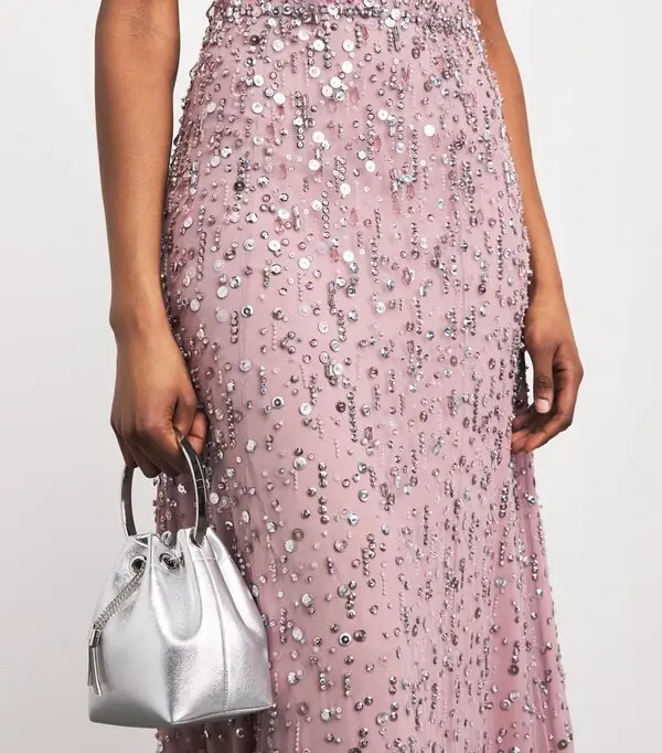 Jenny Packham Embellished Crystal Drop Gown - Pink