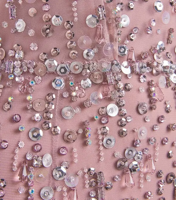 Jenny Packham Embellished Crystal Drop Gown - Pink