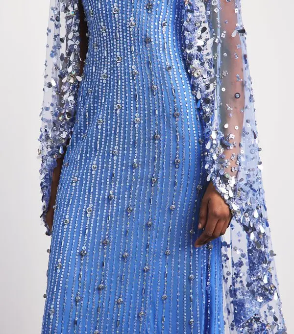 Jenny Packham Embellished Cape Gown