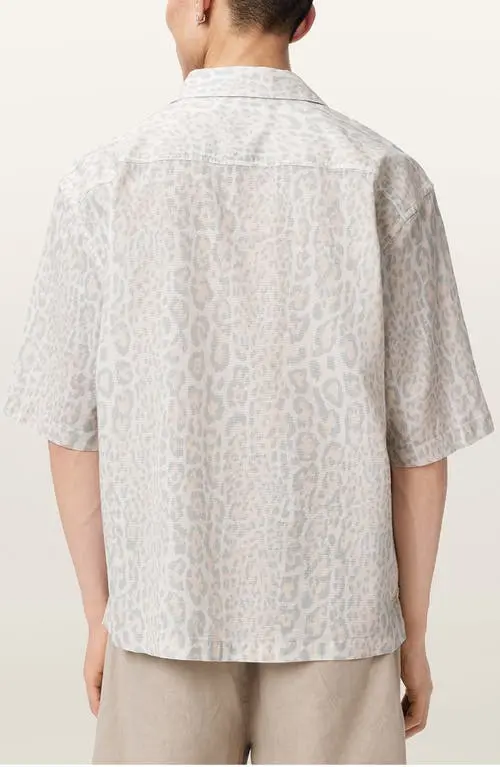 ALLSAINTS Cruz Leopard Print Linen & Cotton Button-up Shirt