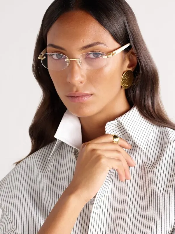 Cartier Gold-tone And Acetate Rimless Oval Optical Glasses