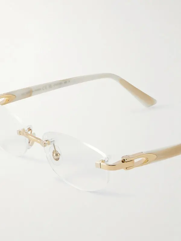 Cartier Gold-tone And Acetate Rimless Oval Optical Glasses