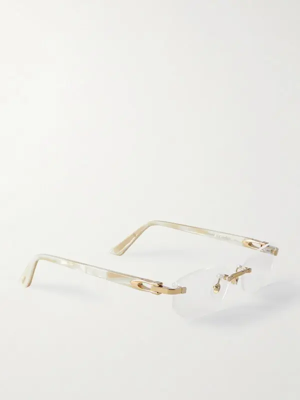 Cartier Gold-tone And Acetate Rimless Oval Optical Glasses