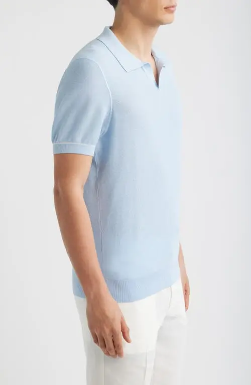 BOSS H-narciso Stripe Johnny Collar Polo - Light/pastel Blue