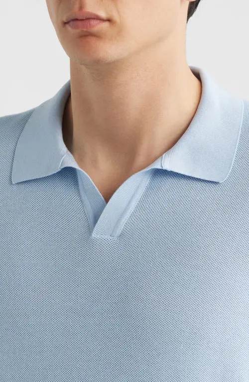 BOSS H-narciso Stripe Johnny Collar Polo - Light/pastel Blue