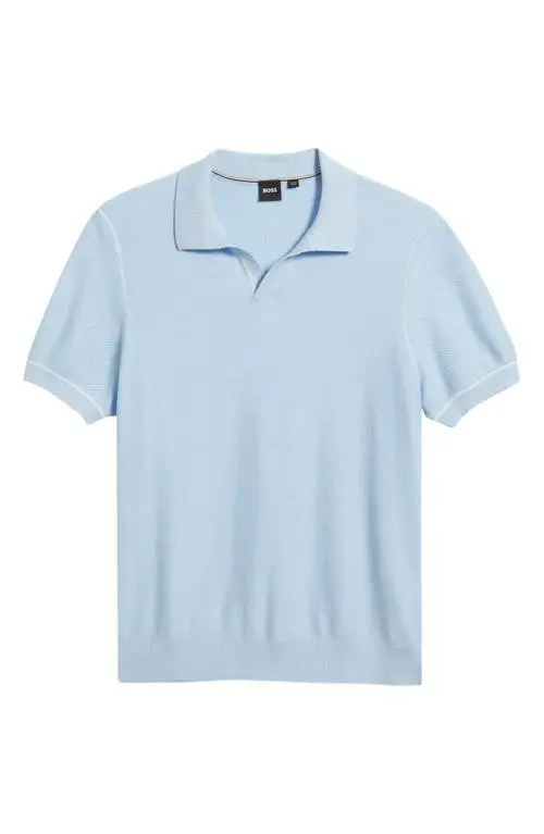BOSS H-narciso Stripe Johnny Collar Polo - Light/pastel Blue