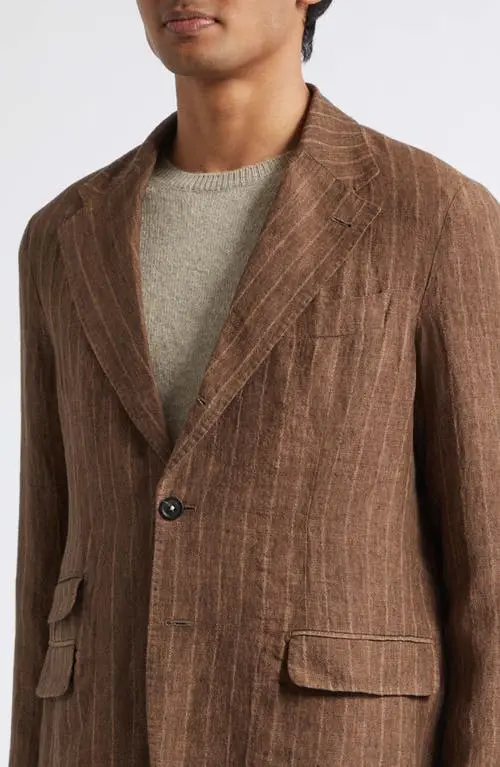 Massimo Alba Sloop Pinstripe Linen Suit - Brown