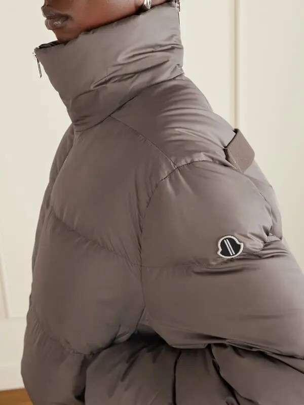Rick Owens Moncler Cropped Appliquéd Quilted Shell Down Jacket - Brown