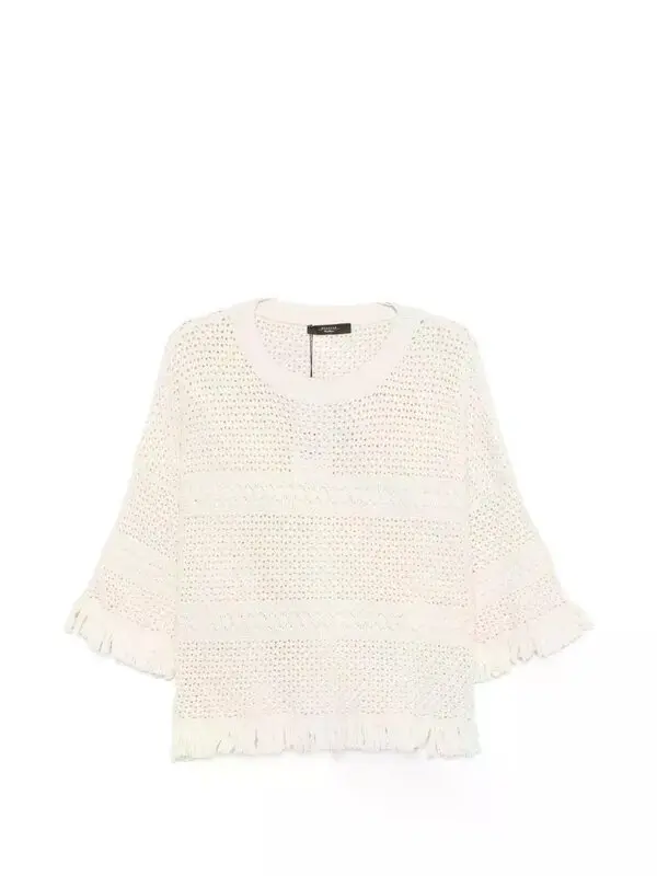 Max Mara Palato Fringe-trimmed Crochet-knit Sweater