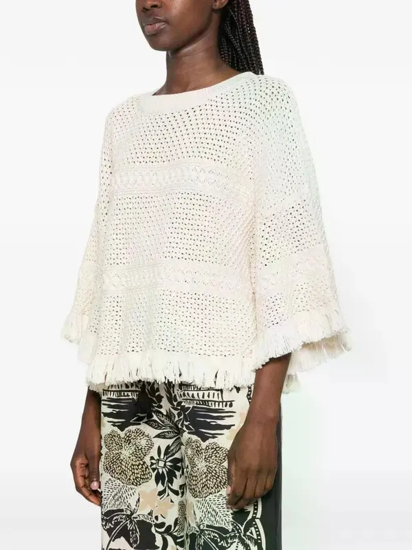 Max Mara Palato Fringe-trimmed Crochet-knit Sweater