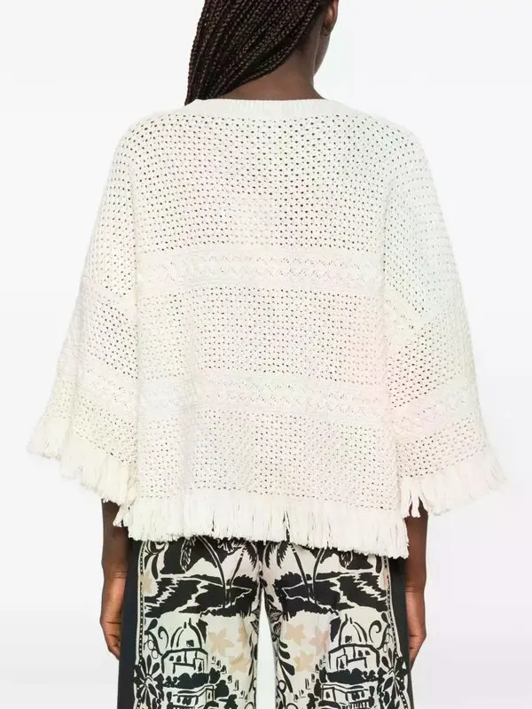 Max Mara Palato Fringe-trimmed Crochet-knit Sweater