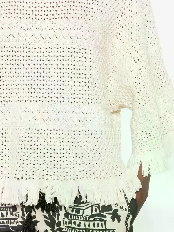 Max Mara Palato Fringe-trimmed Crochet-knit Sweater