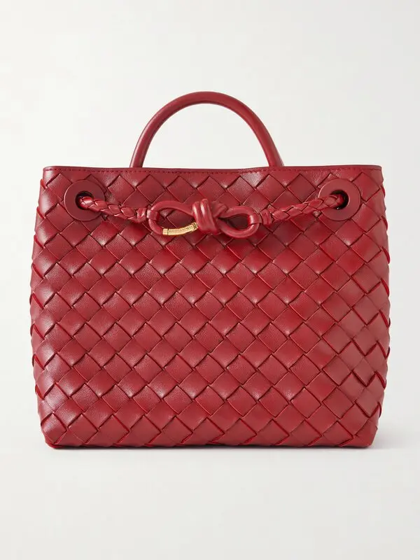 Bottega Veneta Andiamo Intrecciato Leather Tote - Red