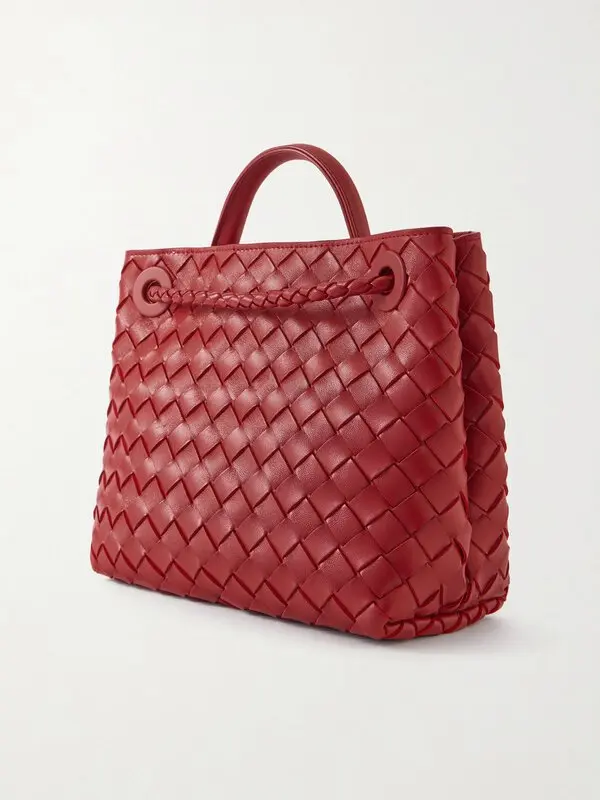 Bottega Veneta Andiamo Intrecciato Leather Tote - Red