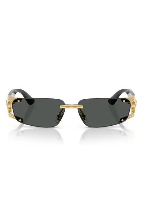 Versace Rimless Rectangular Sunglasses - Gold/dark Grey