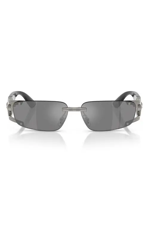 Versace Rimless Rectangular Sunglasses - Gunmetal/grey Mirror Silver