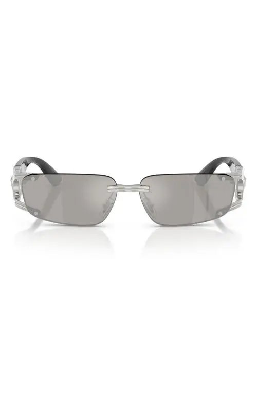 Versace Rimless Rectangular Sunglasses - Silver/grey Mirror Silver