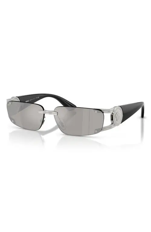 Versace Rimless Rectangular Sunglasses - Silver/grey Mirror Silver