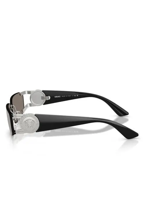Versace Rimless Rectangular Sunglasses - Silver/grey Mirror Silver