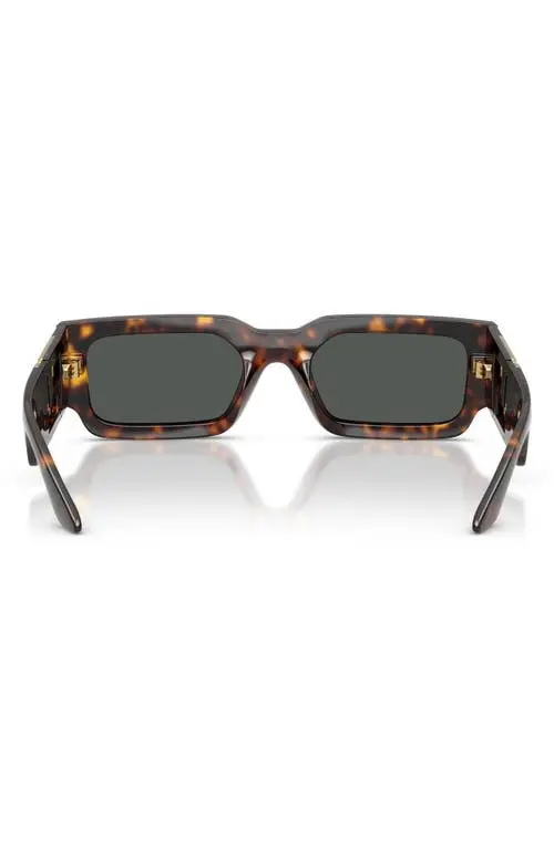 Versace Rectangular Sunglasses With La Greca Cutouts - Havana/dark Grey