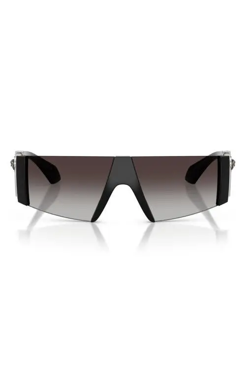 Versace Rimless Rectangular Sunglasses With Medusa Hardware - Black/grey Gradient
