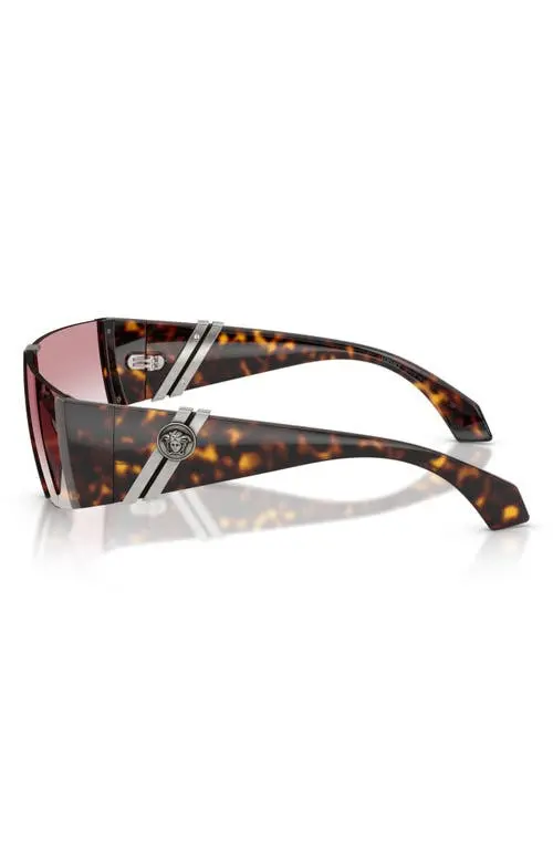 Versace Rimless Rectangular Sunglasses With Medusa Hardware - Havana/clear Gradient Pink