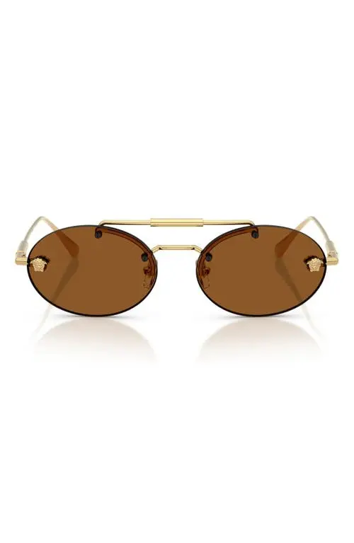 Versace Oval Rimless Sunglasses - Gold/dark Brown