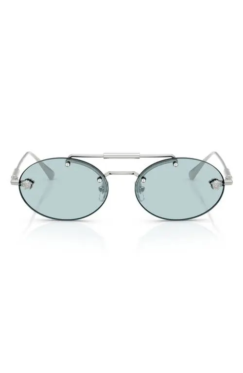 Versace Oval Rimless Sunglasses - Silver/light Blue