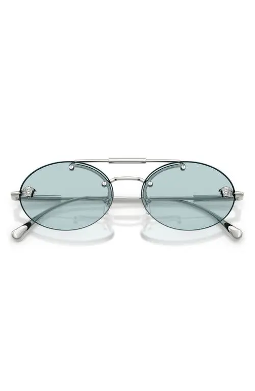 Versace Oval Rimless Sunglasses - Silver/light Blue