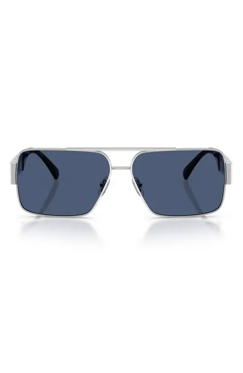 Versace Rectangular Sunglasses - Silver/dark Blue