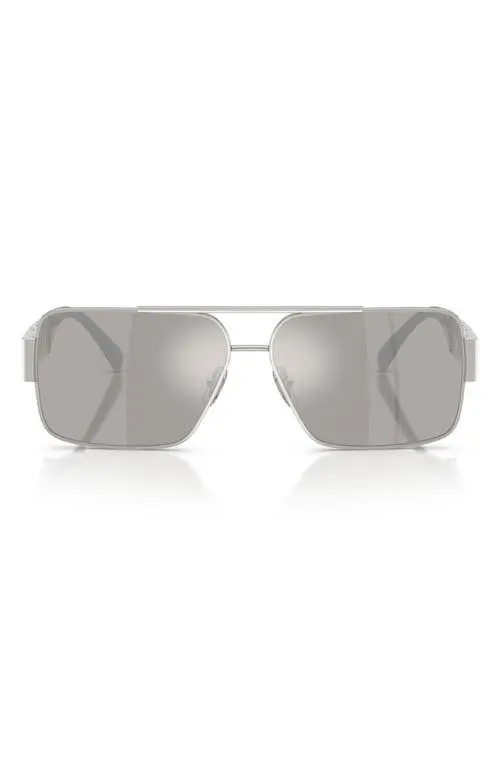 Versace Rectangular Sunglasses - Silver/mirror Silver 80