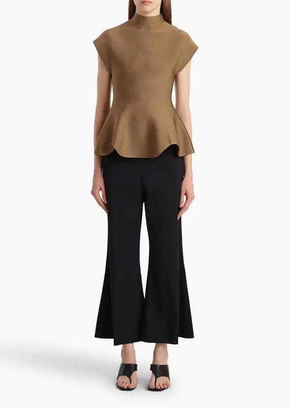 Khaite Walter Bell-leg Pants In Cotton Silk - Black