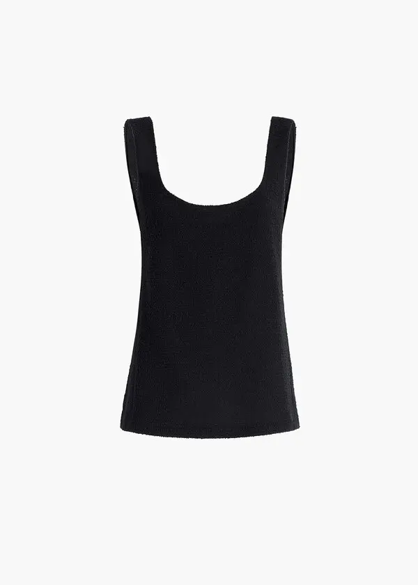 Khaite Parker Textured Cotton-rich Tweed Tank - Black