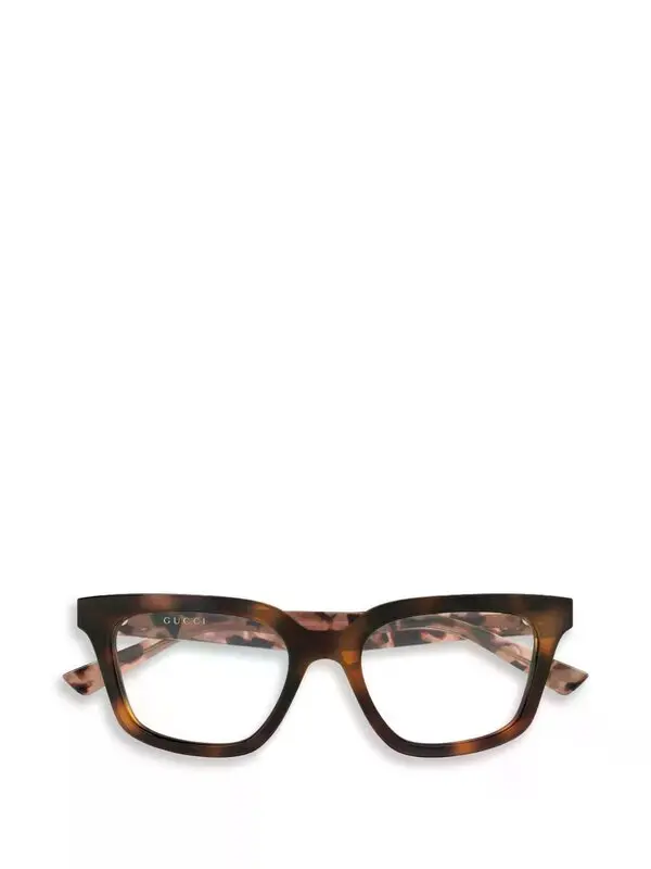 Gucci Tortoiseshell-effect Rectangle-frame Glasses - Brown