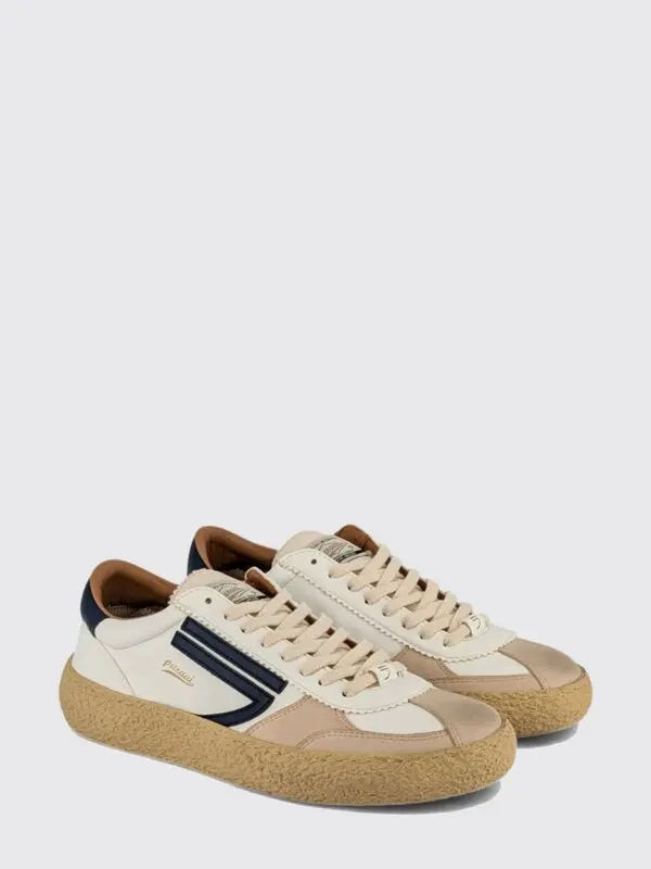 PURAAI 1.01 Vintage Vegan Leather Lace-up Sneakers With Applied Logo - White 1