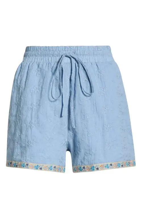 SUGARLIPS Embroidered High-waisted Cotton Shorts