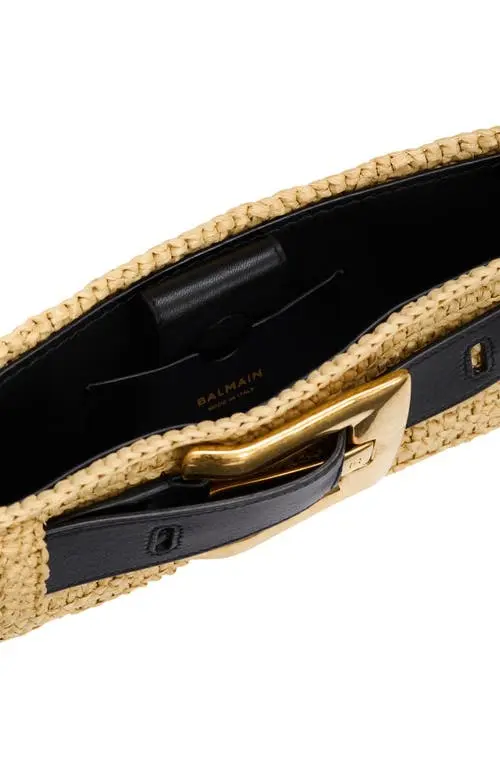Balmain Anthem Clutch Bag In Smooth Leather And Crochet - Beige