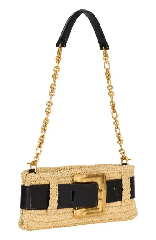 Balmain Anthem Clutch Bag In Smooth Leather And Crochet - Beige