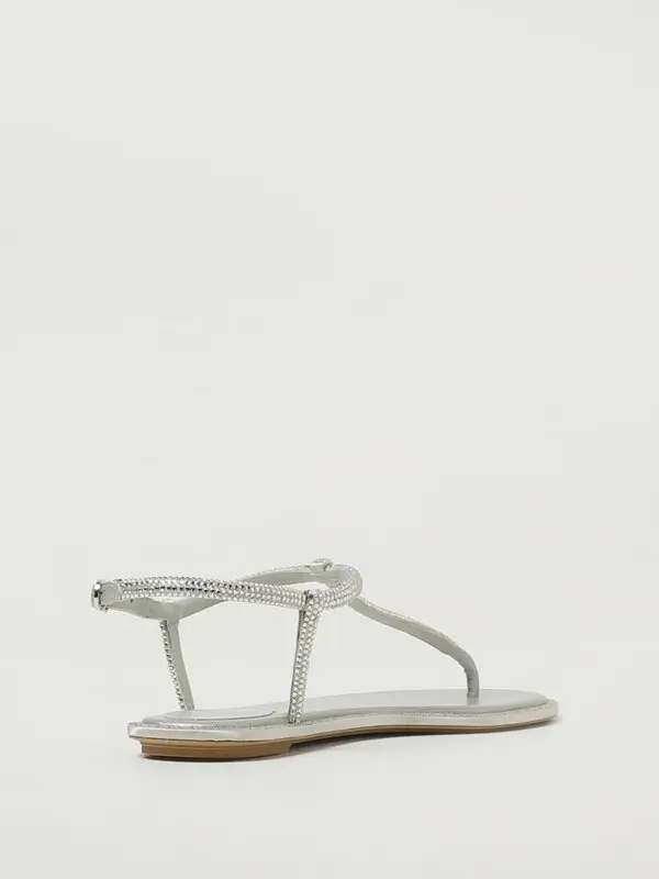Rene Caovilla Embellished Flat Sandals - Silver