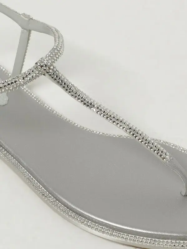 Rene Caovilla Embellished Flat Sandals - Silver
