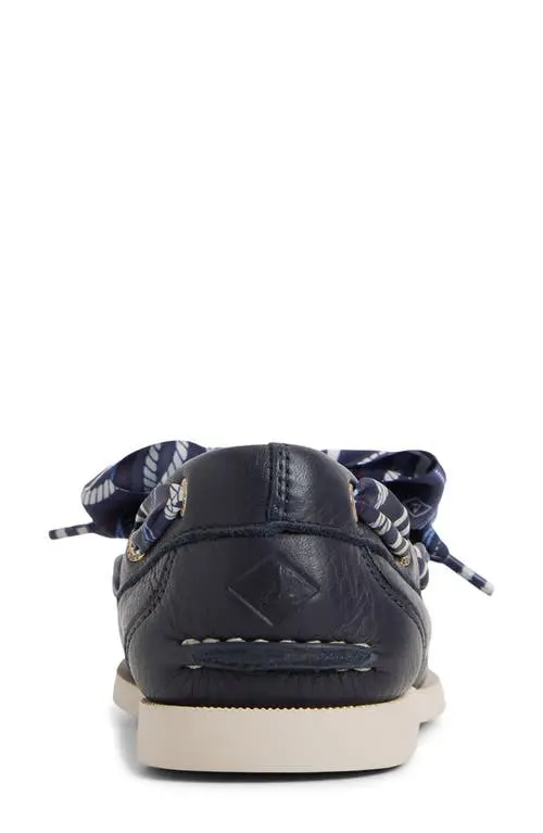 Sperry Authentic Original Boat Shoe With Floral Print Laces - Navy