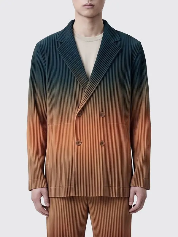 Issey Miyake Pleated Blazer With Graduated Ombre Print - Ruby