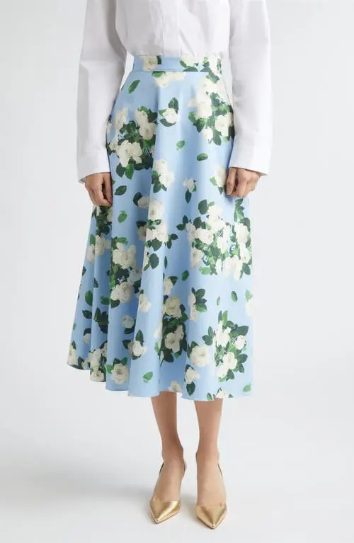 Carolina Herrera Rose Print Midi Skirt