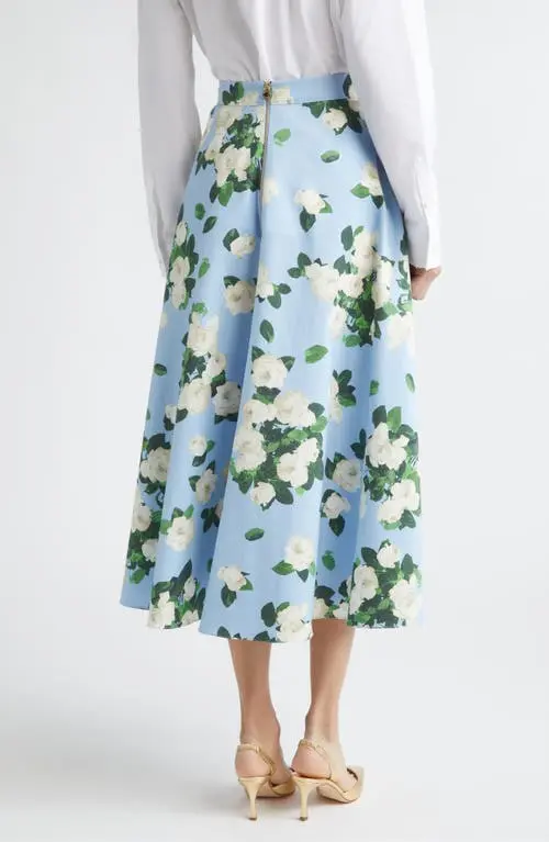Carolina Herrera Rose Print Midi Skirt