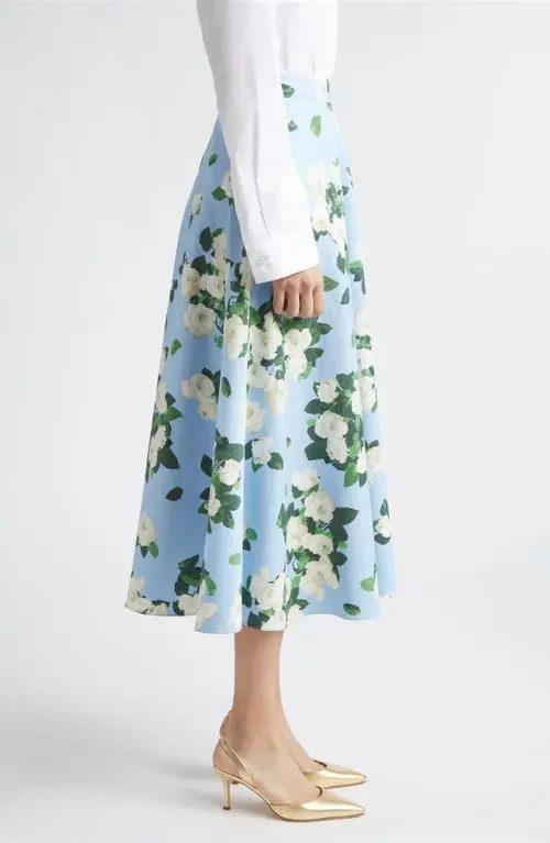 Carolina Herrera Rose Print Midi Skirt